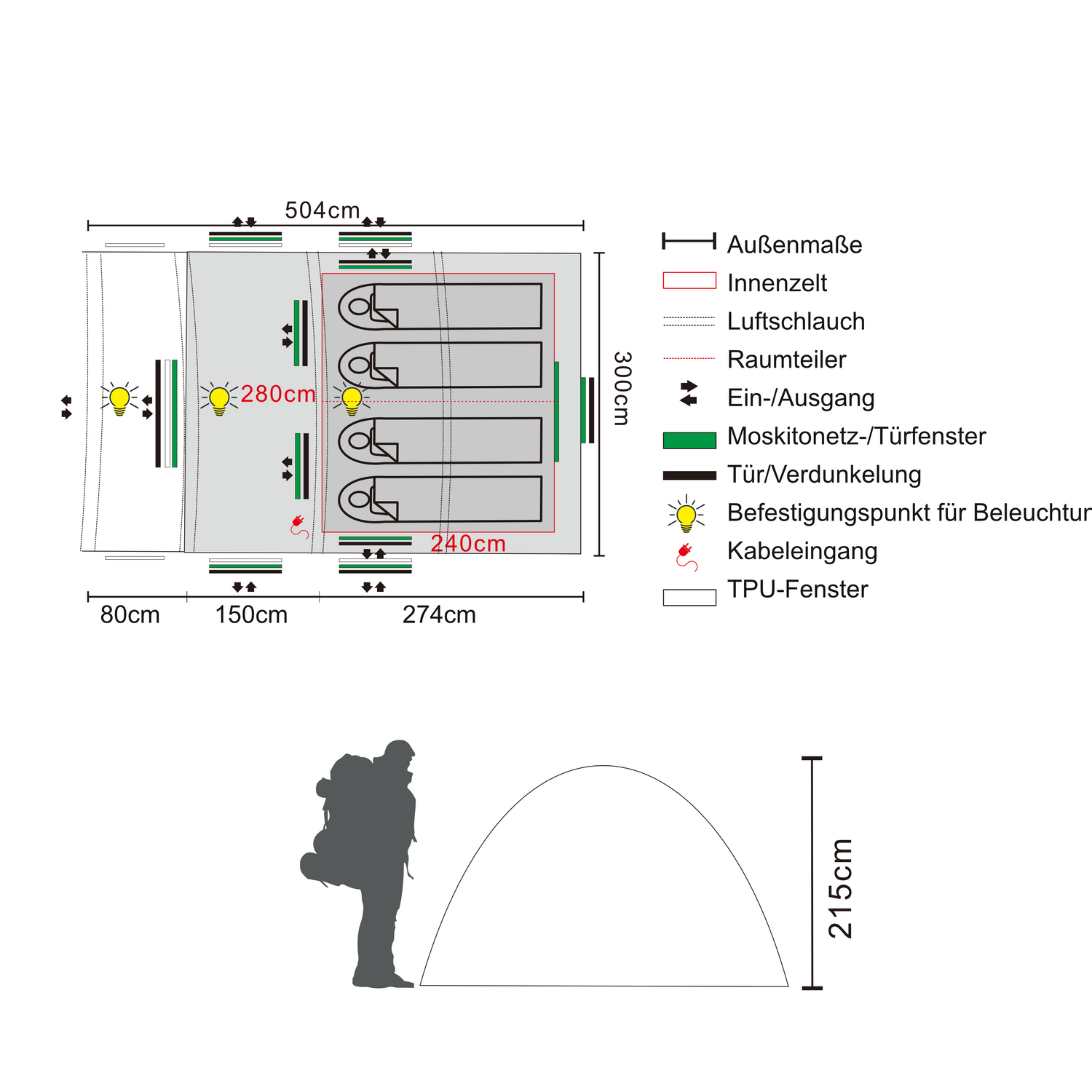 BISALA 4 family tent – 4-person tunnel tent with air system | TAMBU
